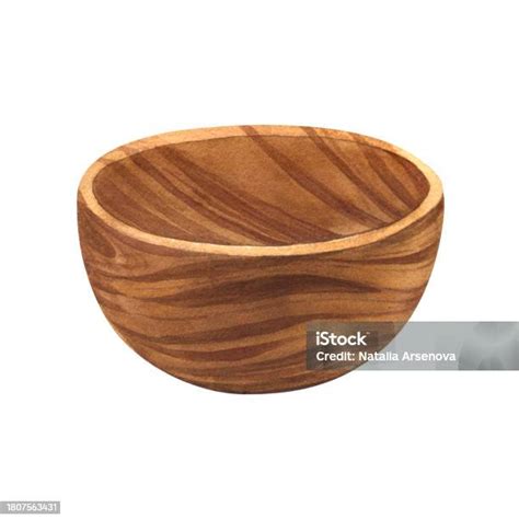 수채화 나무 접시 흰색 배경에 고립 된 그릇 디자인 섬유 메뉴 포스터 앱 광고 손으로 그린 만화 그림에 대한 페인트 아트 가구에