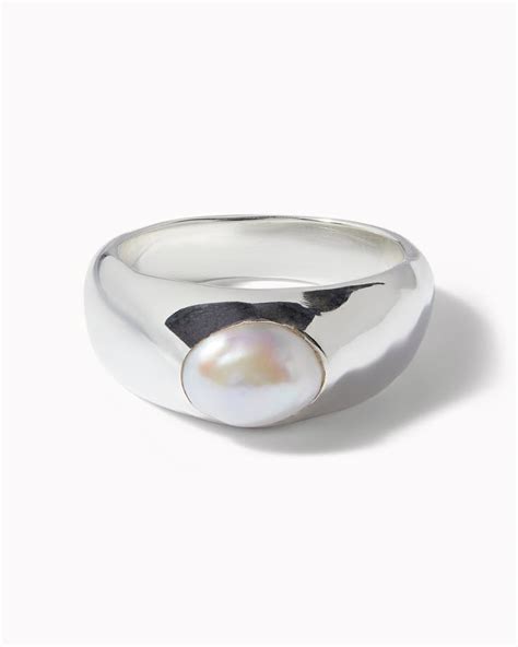 Sterling Silver Baroque Pearl Signet Ring Maya Magal London Silver