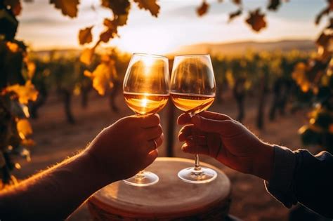 Premium Ai Image Two Hands Holding Glasses Of Wine With The Sun