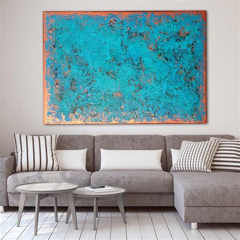 Original ABSTRACT PAINTING XLarge Canvas Art Turquoise Abstract Wall