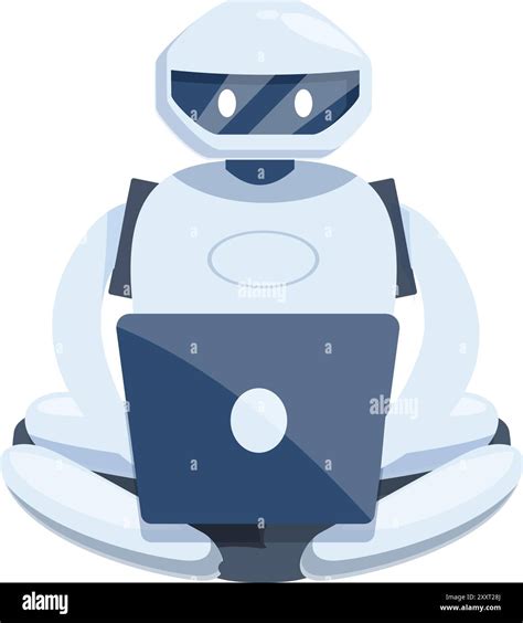 White Robot Sitting Cross Legged Working Remotely On Laptop Stock Vector Image And Art Alamy