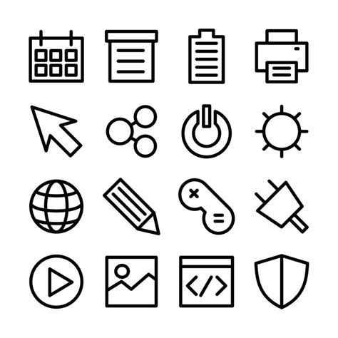 Line Icon Set Related User Interface Vector Art At Vecteezy