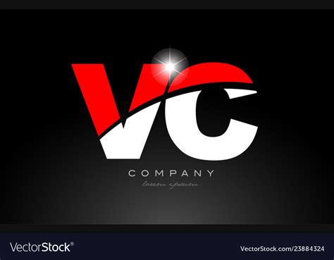 Red White Color Letter Combination Vc V C Vector Image