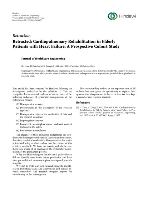 Pdf Retracted Cardiopulmonary Rehabilitation In Elderly Patients
