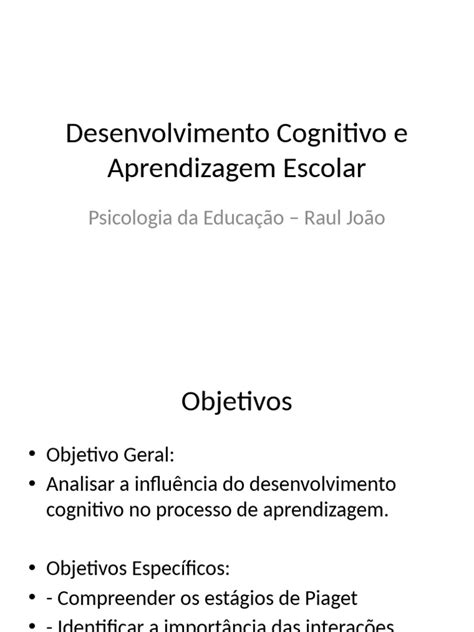 Desenvolvimento Cognitivo Apresentacao Pdf