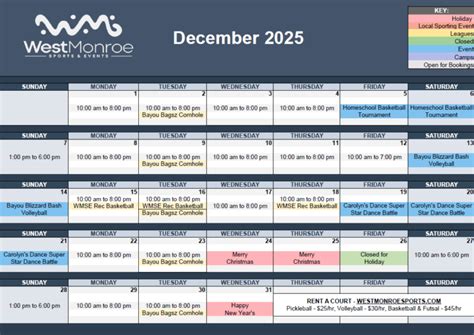 Calendar West Monroe Sports And Events