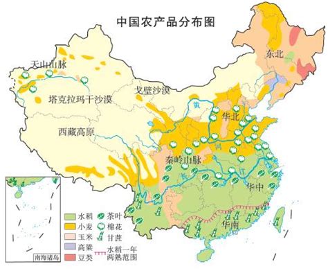 中国农产品分布图 中国地理地图 初高中地理网