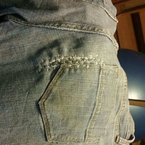 First Attempt At Sashiko Visible Mending