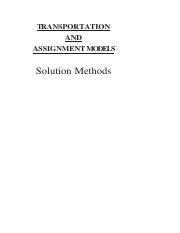 Transportation And Assignment Models Pdf TRANSPORTATION AND ASSIGNMENT MODELS Solution Methods