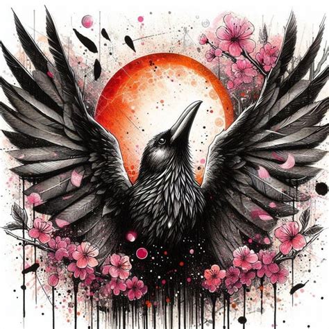 A Murder Of Crows With Cherry Blossoms R Aiart