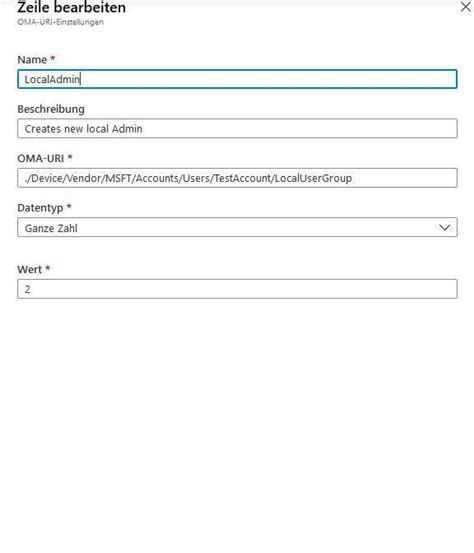 intune pushing local admin r intune