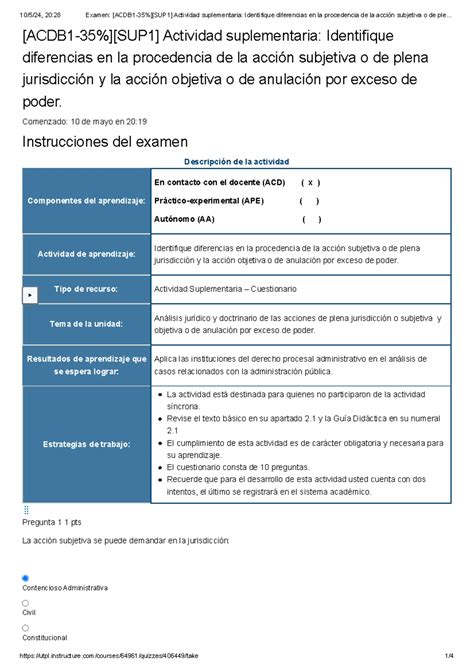 Examen ACDB 2 35 SUP 1 Actividad Suplementaria Identifique