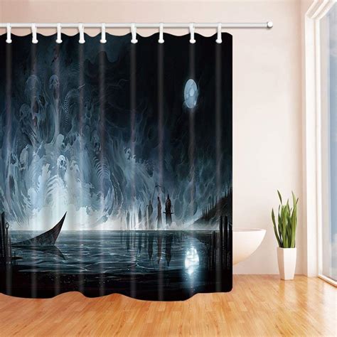 Artjia Halloween Water Ghost Skeleton Against Full Moon Terror Theme