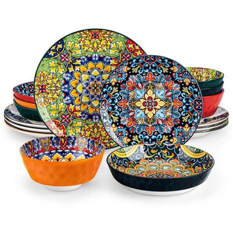 Vancasso 16 Piece Bohemian Multi Colored Stoneware Dinnerware Set