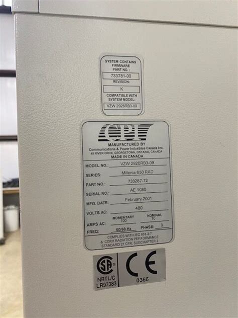 Used Cpi 2001 X Ray Generator For Sale Dotmed Listing 4285700