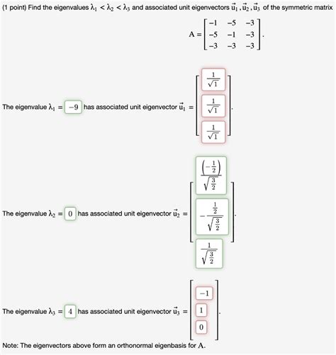 solved 1 point find the eigenvalues λ1
