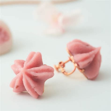 Sakura Bean Paste Clip On Earrings Pair 【japan Jewelry】 Japan Jewelry Brand Q Pot