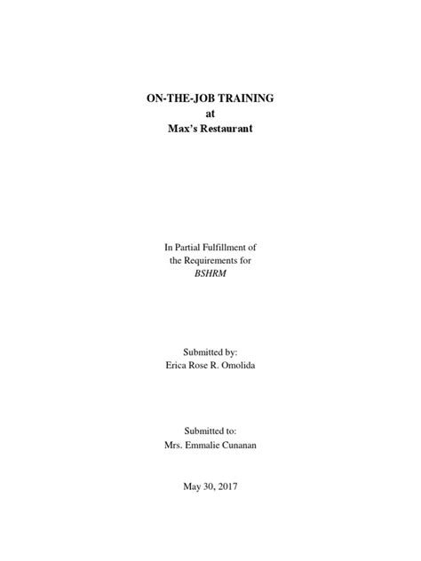 Sample Integration Paper Pdf Restaurant And Catering Foods