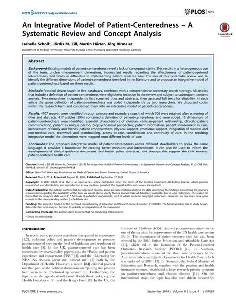 Pdf An Integrative Model Of Patient Centeredness A Systematic Review And Concept Analysis