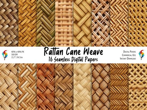 Seamless Rattan Cane Weave Digital Paper Bundle Wicker Weave Seamless