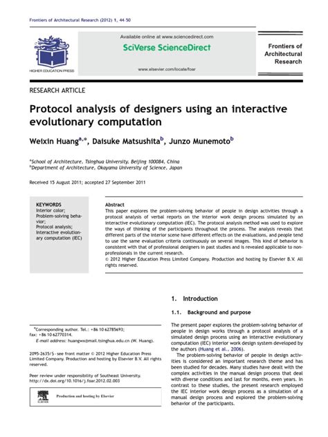 Protocol Analysis Of Designers Using An Interactive Evolutionary Computation Pdf Design