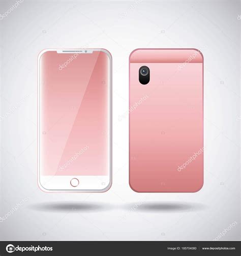 粉红色智能手机小工具数字前端和后视图设计 图库矢量图©yupiramos 185704080