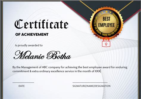 Best Employee Certificate Of Achievement Template In Ms Word Etsy