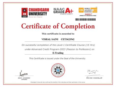 vishal saini on linkedin completed advance credit program of e trading