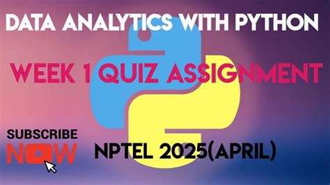 Data Analytics With Python Week 1 Answers 2025april Nptel 2025april Swayam Youtube
