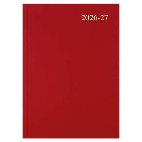 Collins Essential Fy Diary 26 27 A4 Dtp Red Mega Office Supplies
