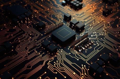 digital circuitry with glowing nodes premium ai generated image