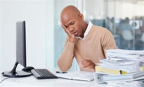 Premium Photo Business Stress Pile Of Paperwork And Black Man