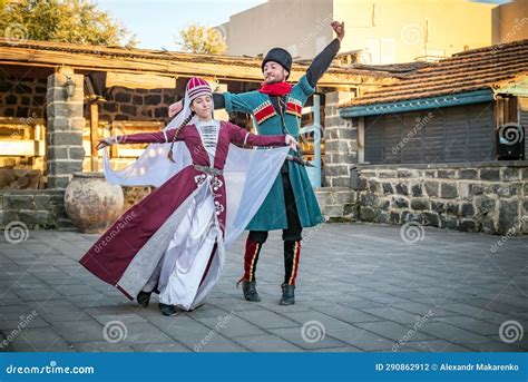 Circassian National Dance A Guy And A Girl In National Costumes Editorial Photography Image
