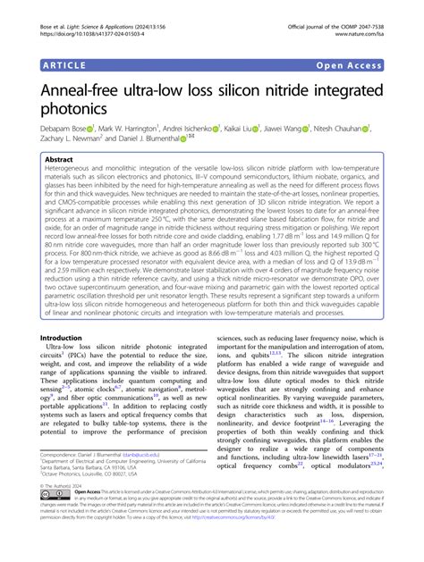 Pdf Anneal Free Ultra Low Loss Silicon Nitride Integrated Photonics