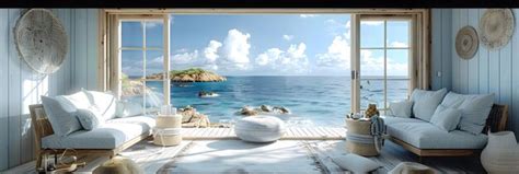 Premium Photo Seaside Serenity Coastal Living Room Design