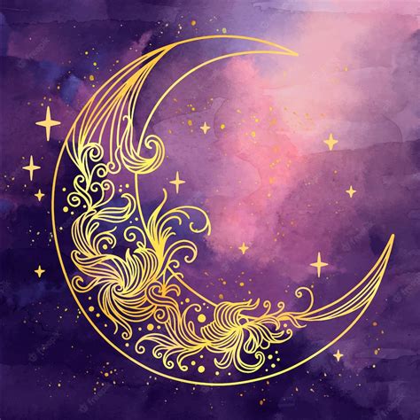 Free Vector Watercolor Crescent Moon Drawing Illustration