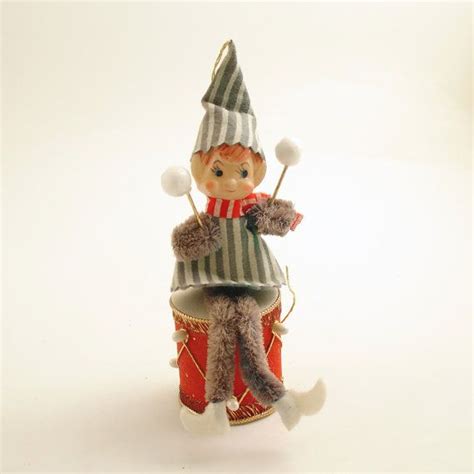 Vintage Christmas Pixie Ornament Drum Etsy Vintage Christmas