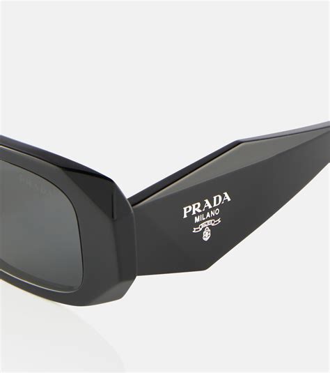 Prada Symbole Rectangular Sunglasses In Black Prada Mytheresa