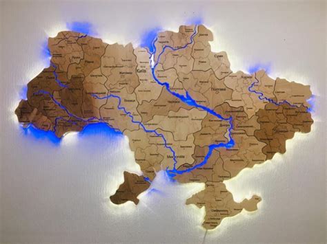 Wooden Map With Blue Lights Diy And Crafts