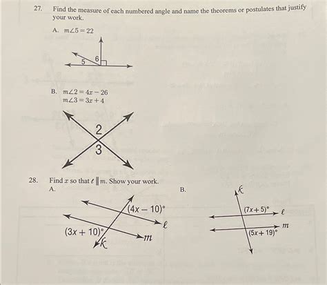 Solved Find The Measure Of Each Numbered Angle And Name The