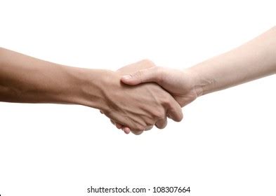 Business Man Woman Shaking Hands Isolated Stock Photo 108307664