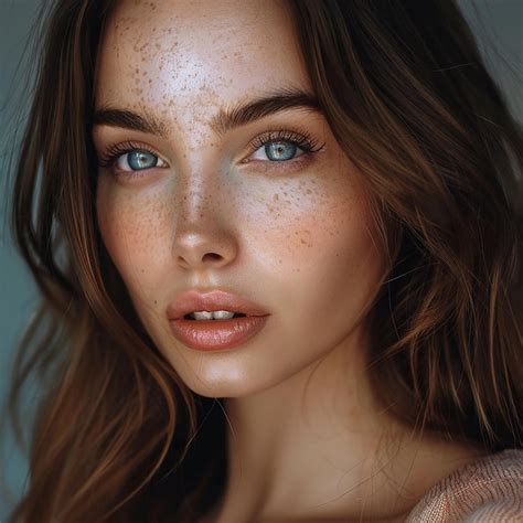 Premium Photo A Woman With Freckles On Her Face Is Shown With A