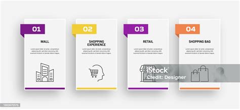 쇼핑 및 소매 관련 프로세스 인포그래픽 템플릿 프로세스 타임라인 차트 선형 아이콘이 있는 워크플로 레이아웃 0명에 대한 스톡