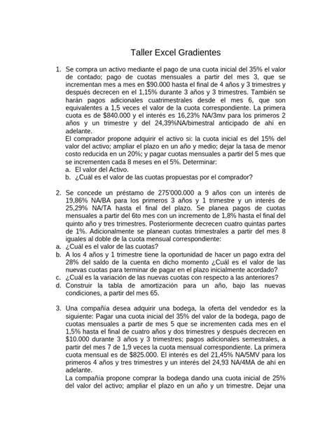 Taller Excel Gradientes Pdf Economias