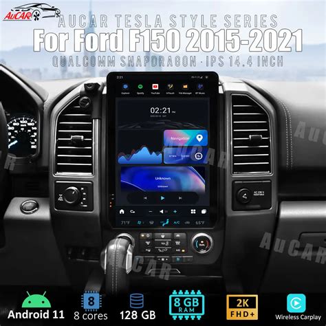 Aucar 144 Inch Android 11 Tesla Screen For Ford F150 2015 2021
