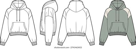 Hoodie Cad Drawing Front Back Side Stock Vector Royalty Free