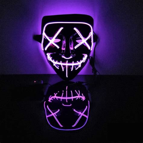 Compre Máscara De Luz LED Arriba De Halloween Que Brilla En La