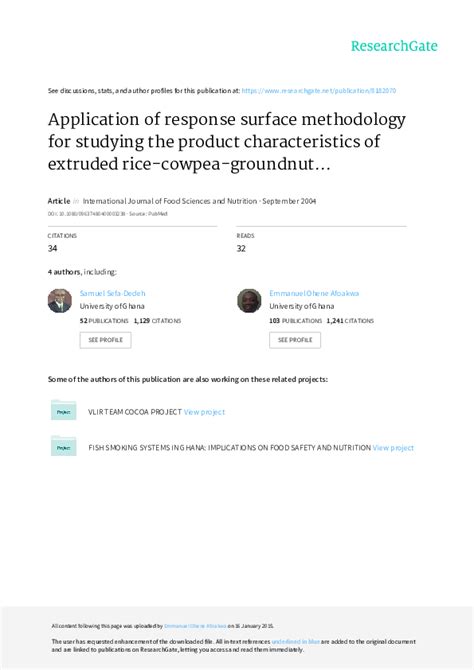 Pdf Application Of Response Surface Methodology For The Extraction Of Chromium Vi By