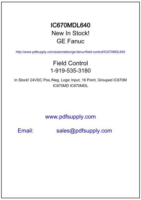 GE Fanuc Field Control IC MDL GE Fanuc PLC