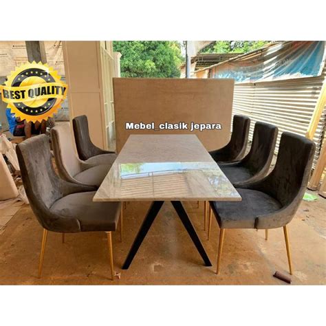 Jual Meja Makan Minimalis Kursi 6 Meja Marmer Shopee Indonesia